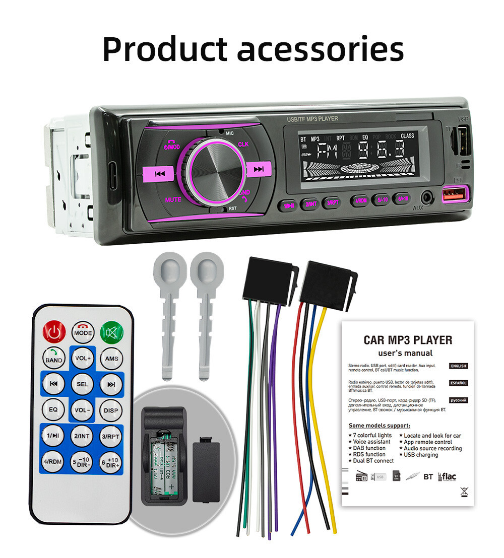 Bluetooth Car Stereo Audio In-Dash FM Aux Input Receiver USB TF MP3 ...