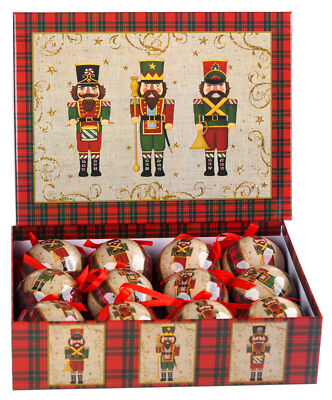 Christmas Nutcracker Baubles In Gift Box - Tree Decorations - Set of 12 ...