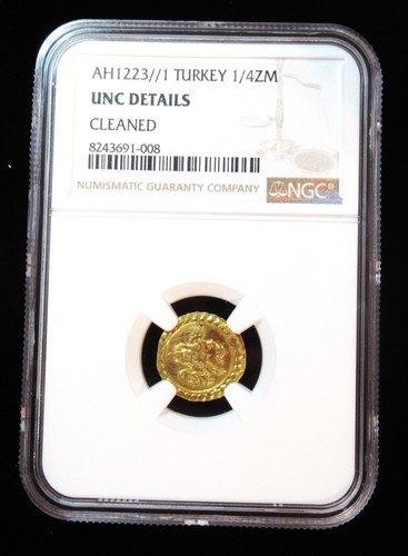 Ottoman Emp Mahmud II gold 1/4 Zeri Mahbub AH 1223 Year 1 (1808) UNC ...