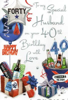 HUSBAND 40th BIRTHDAY CARD AGE 40 ~ QUALITY CARD ~ MODERN DESIGN LOVELY ...
