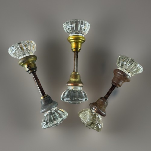 Lot of 3 Vintage Glass Door Knobs with Shaft | eBay