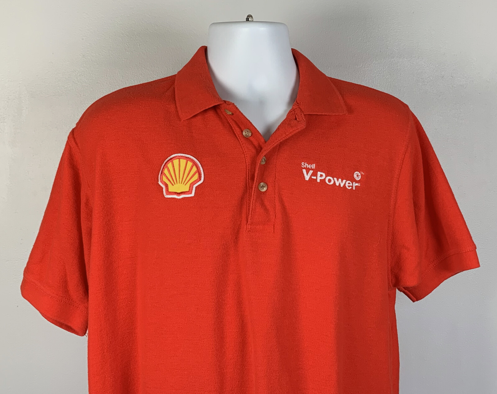 Shell V Power Gas Polo Shirt Mens Medium Cotton Poly … - Gem