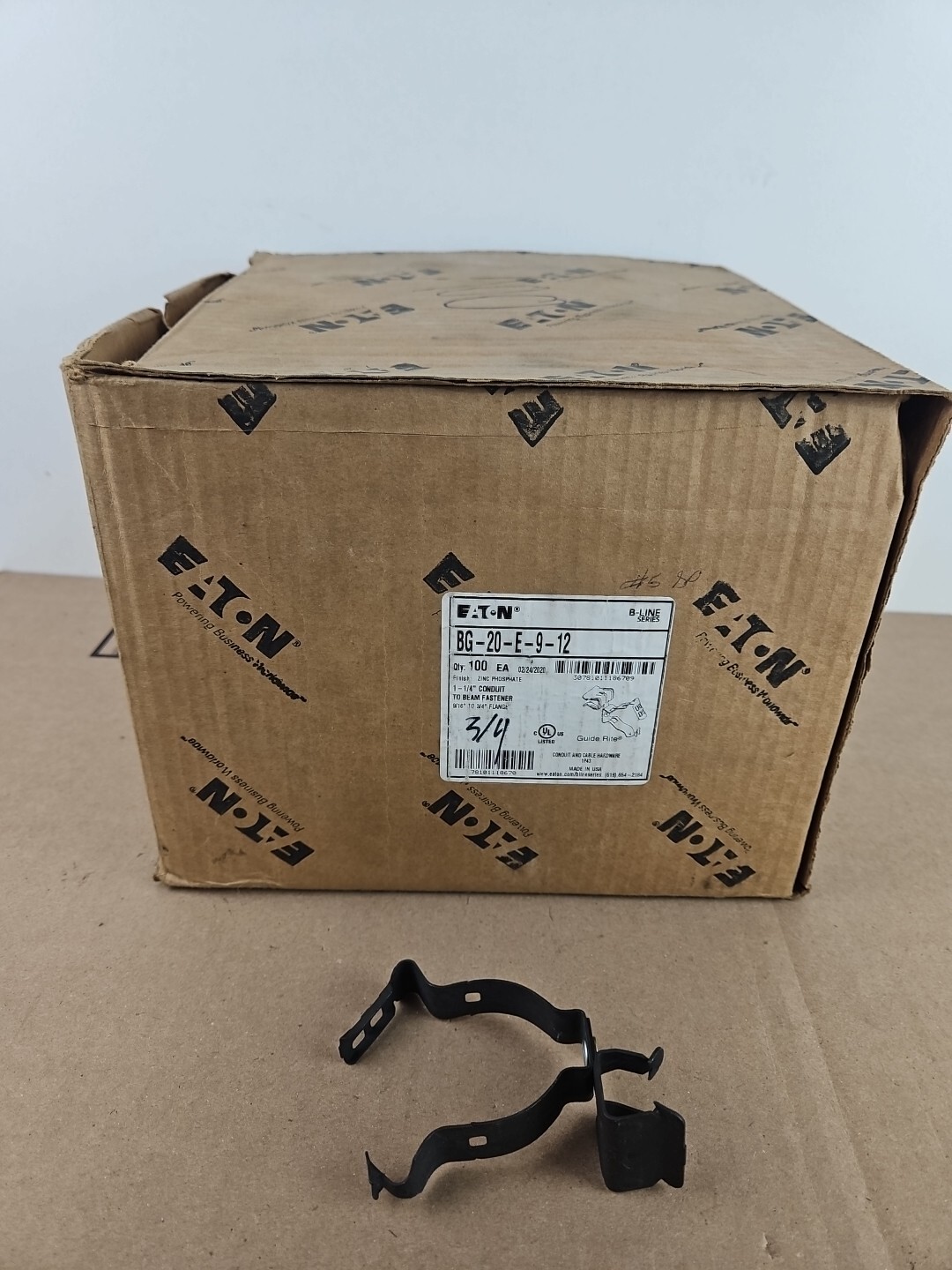 100 PC Eaton BG-8-12-E-9-12 1-1/4" Conduit To Beam Fastener 9/16" To 3/ ...