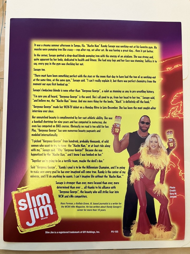 Vintage 1998 Macho Man Randy Savage Autograph SlimJim Gorgeous George ...