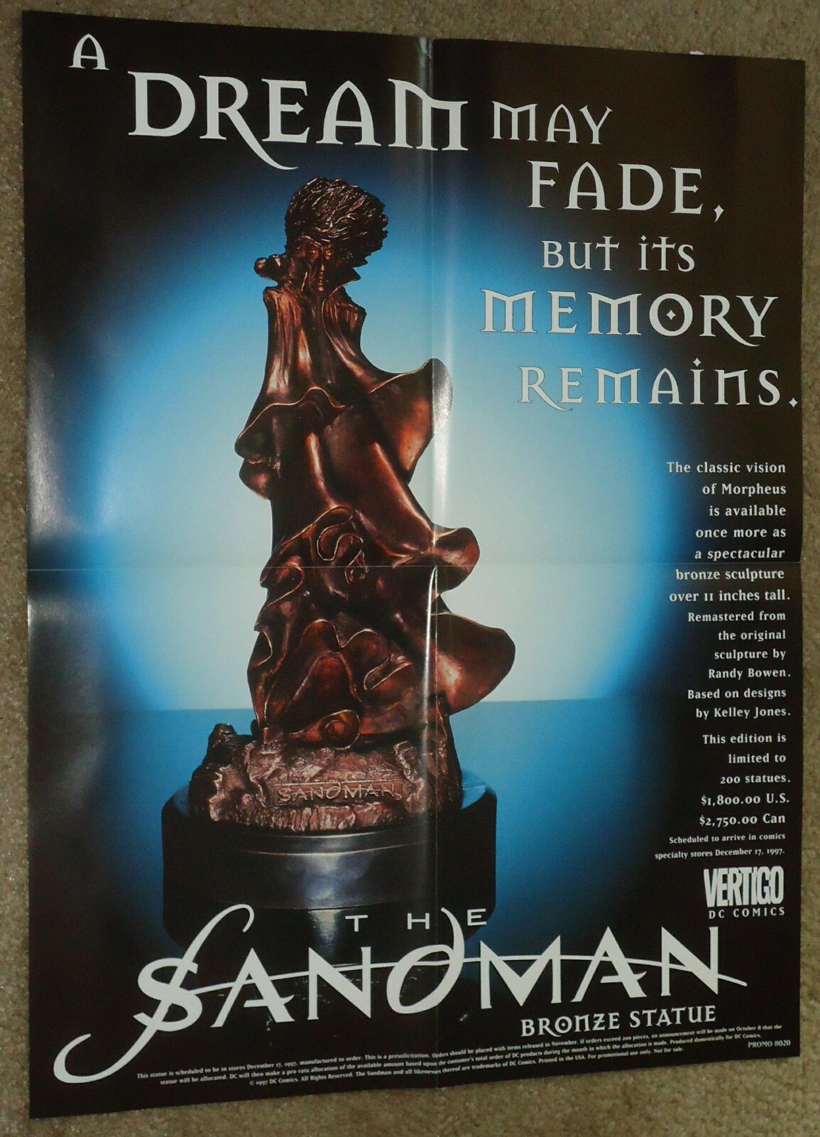 The Sandman Statue Comics Promo Poster | eBay