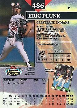 1993 Stadium Club #486 Eric Plunk Cleveland Indians | eBay