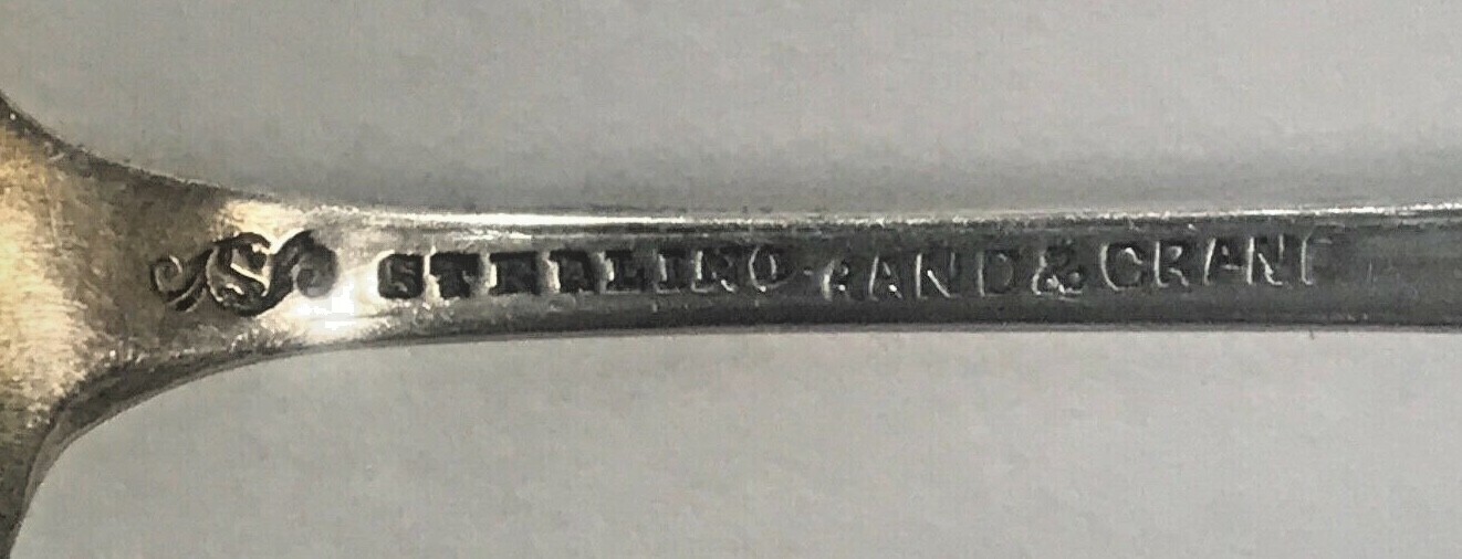 ANTIQUE RAND & CRANE STERLING SILVER TEA CADDY SPOON~~4 5/8 INCH LENGTH ...