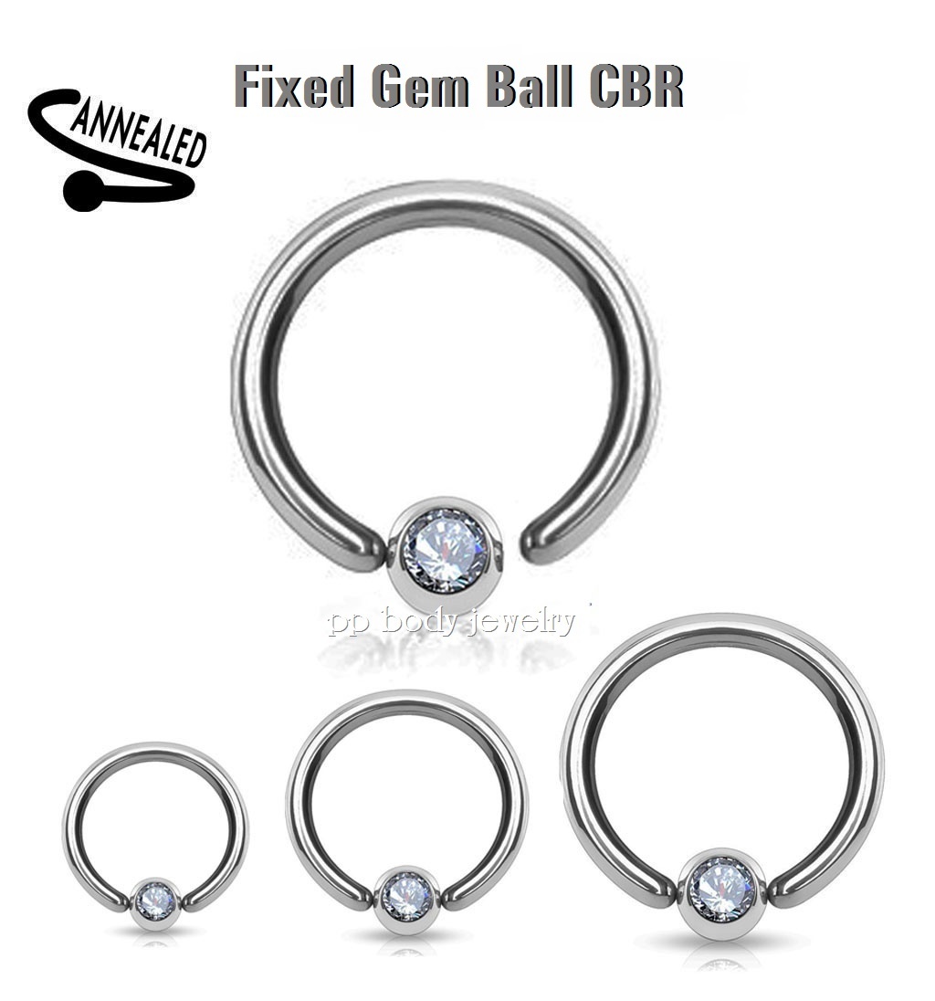 2x 16G 14G Surgical Steel Fixed Gem Ball Captive Bead Ring Earring ...
