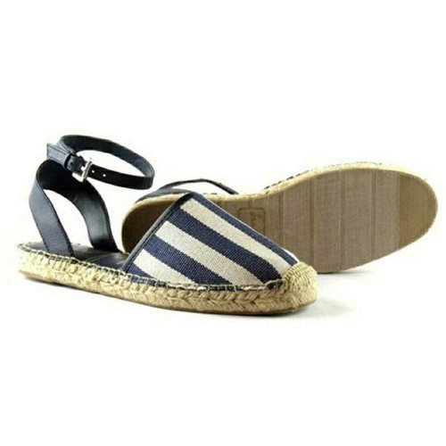 Sam Edelman Vivian Navy White Striped Espadrille Ankle Strap Flats ...