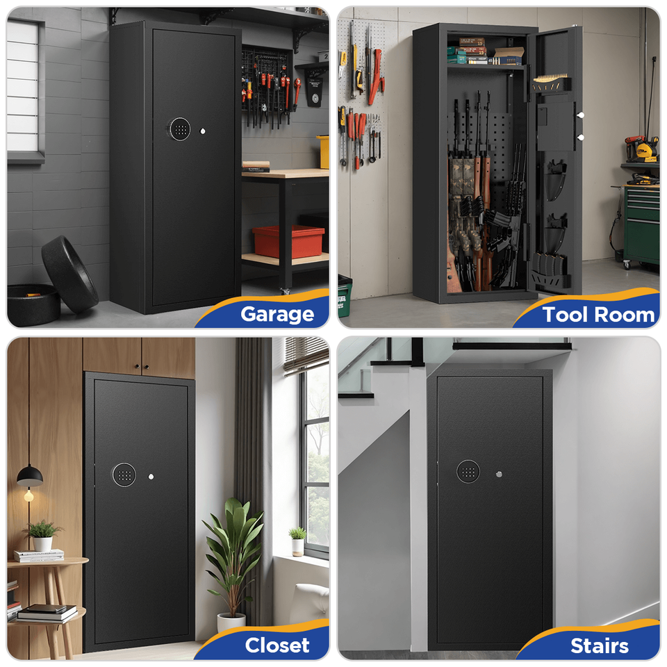 12-15 Rifle Long Gun Cabinet for Home Steel Security Gun Safe with ...