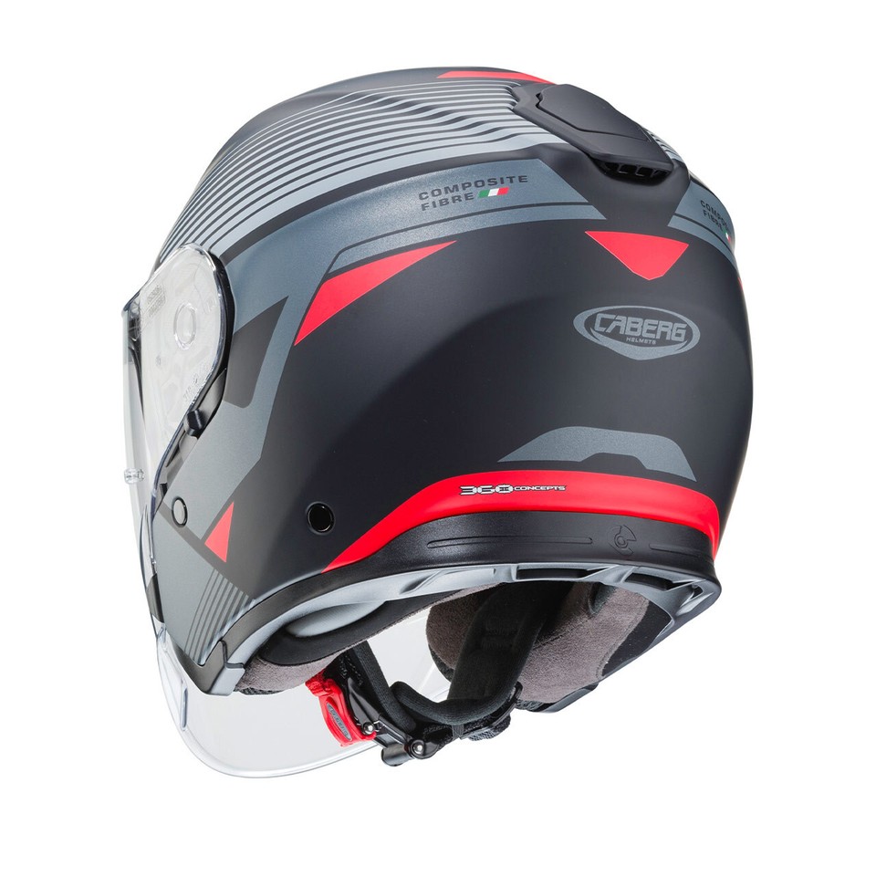 Fiber Jet Helmet Motorcycle CABERG FLYON RIO Matte Black Red Size M | eBay