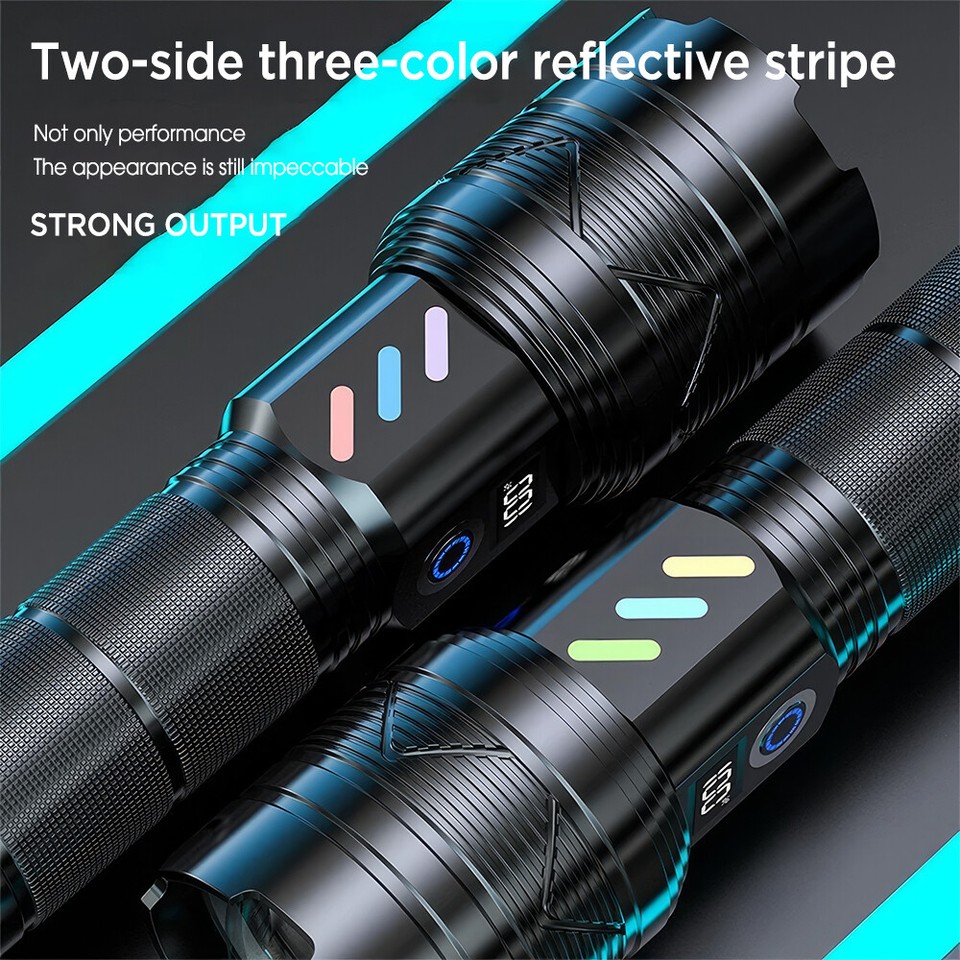 1000000 Lumens Super Bright LED Tactical Flashlight 5 Modes Zoomable ...