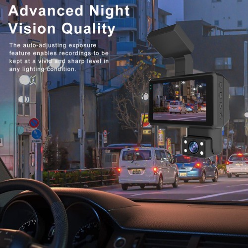 3in HD 1080P Dash Cam Car DVR Front/Interior Dual Recorder Night Vision ...