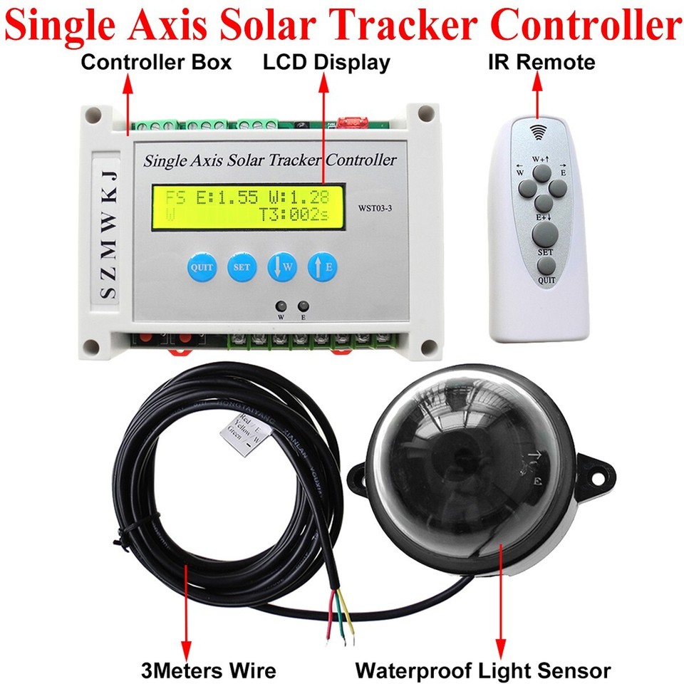 6000N Single Axis Solar Panel Tracking System Kits W/ DC 18" 12V Linear ...