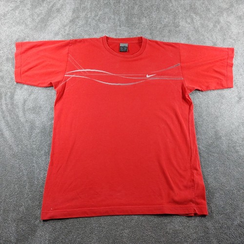 VTG Nike Shirt Mens Medium Red Dri Fit Gym Running Training Graphic ...