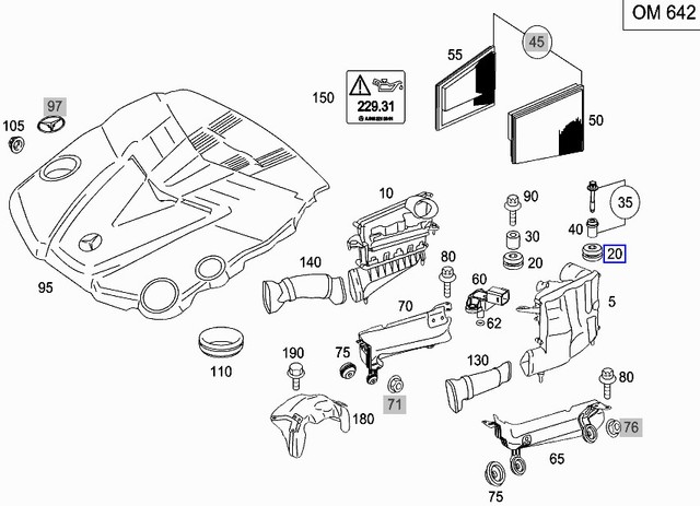Mercedes-Benz Ml W164 Air Cleaner Rubber Buffer A6420940685 OEM for ...