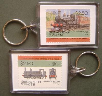 1874 LSWR 0298 Class Beattie Well Tank Train Stamp Keyring (Loco 100 ...