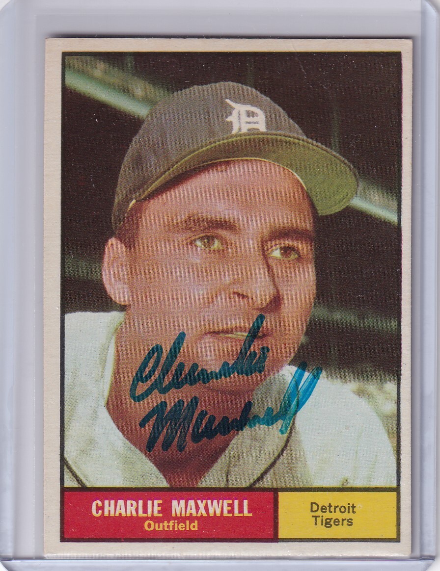 1961 TOPPS #37 CHARLIE MAXWELL HAND SIGNED AUTOGRAPH DETROIT TIGERS ...