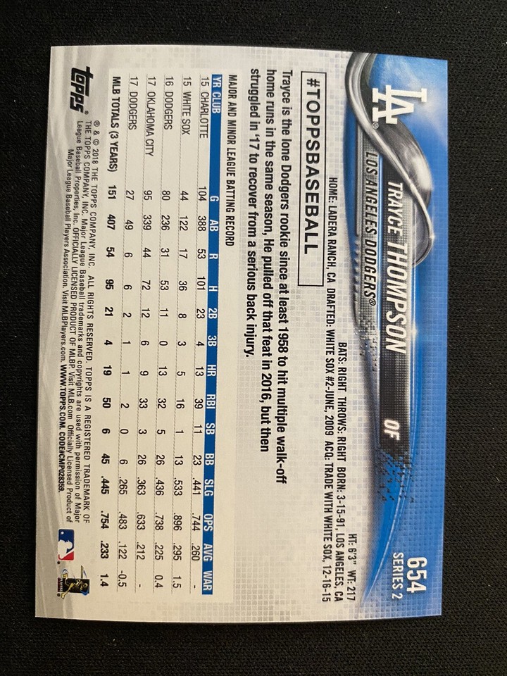 2018 Topps Factory Set Foilboard /190 Trayce Thompson #654 | eBay