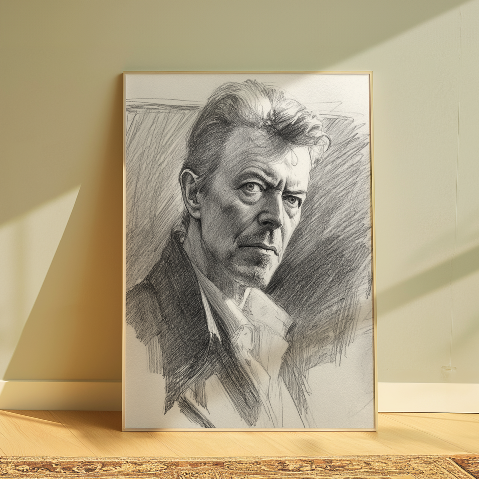DAVID BOWIE DRAWING PRINT PORTRAIT SKETCH 8" x 10" DAVID BOWIE WALL ART ...