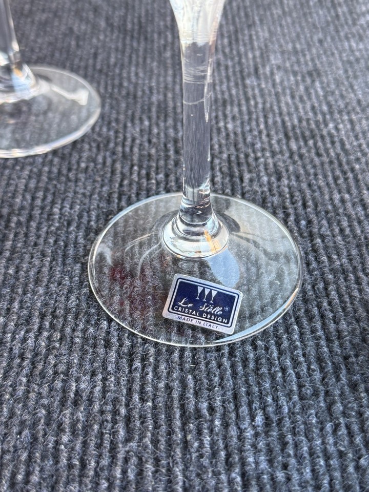 Ruby Red Cut To Clear Stemmed Wine Glass Set 4 Le Stelle Crystal ...