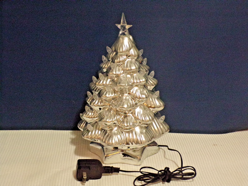 Vintage Silver Christmas Tree Changes Color & Has All Bulbs TESTED | eBay