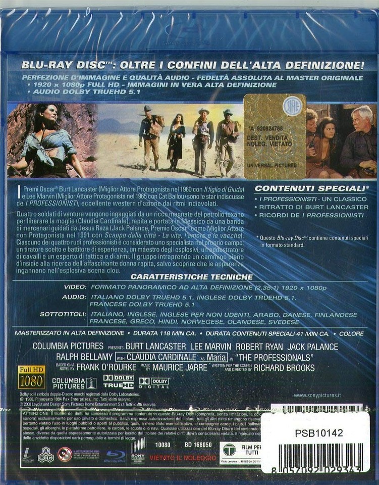 I Professionisti (Blu-ray) Burt Lancaster Lee Marvin Robert Ryan Woody ...