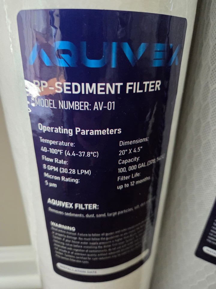 AQUIVEX WHOLE HOUSE WATER FILTER SET - Model Av – 03/AV – 02/Av – 01 ...