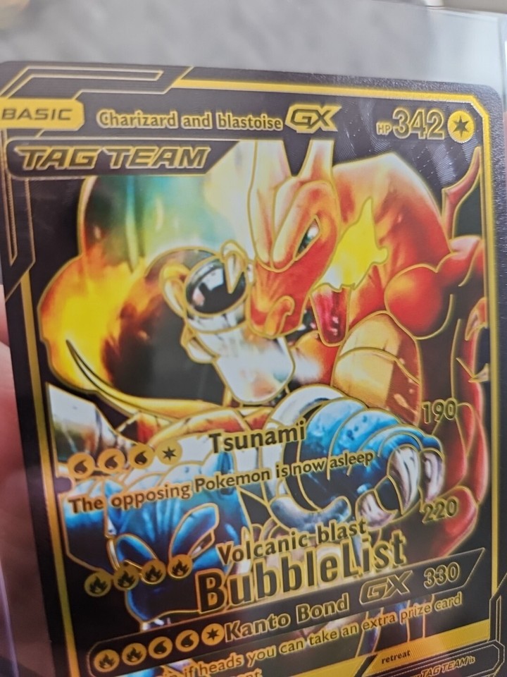 Charizard & Blastoise GX Black Foil Fan Art Collector Pokemon Card Tag Team | eBay