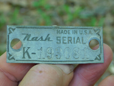 2 5/8" Nash Car Serial Number I.D. Plate K-193081 *Unbroken Holes* | eBay
