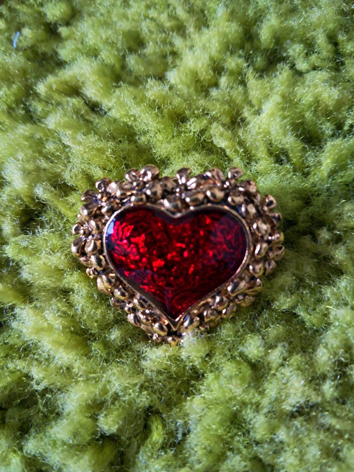Vintage Avon Red And Gold Floral Heart Pin. Size 1". … - Gem
