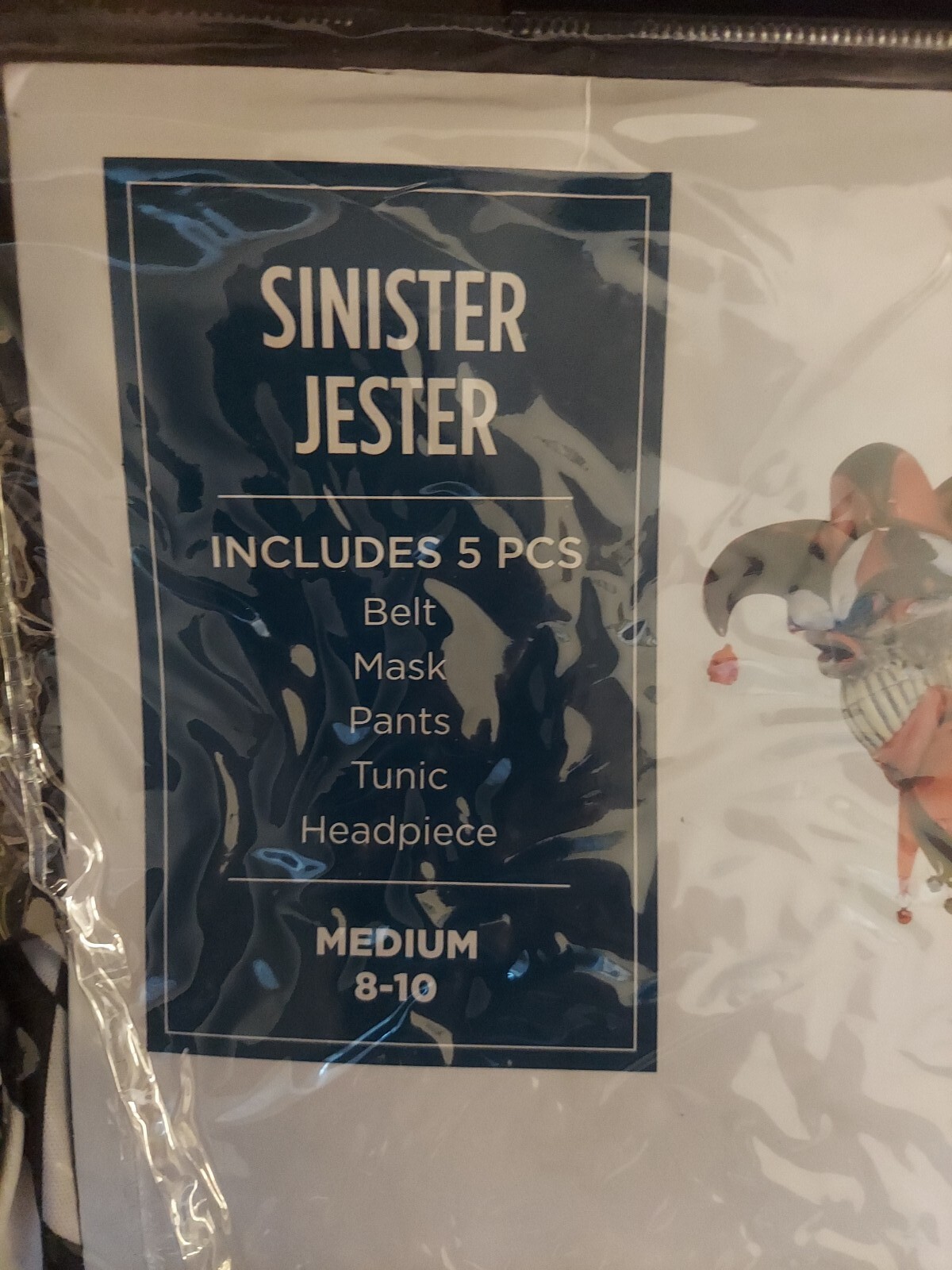 Sinister Jester Costume Boys Medium 8 To 10 Belt Mask Pants Tunic ...