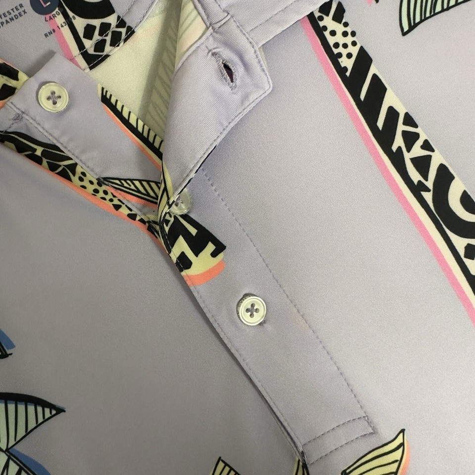 Chubbies Polo Shirt Mens L Purple Palm Tree Performance Golf Preppy ...
