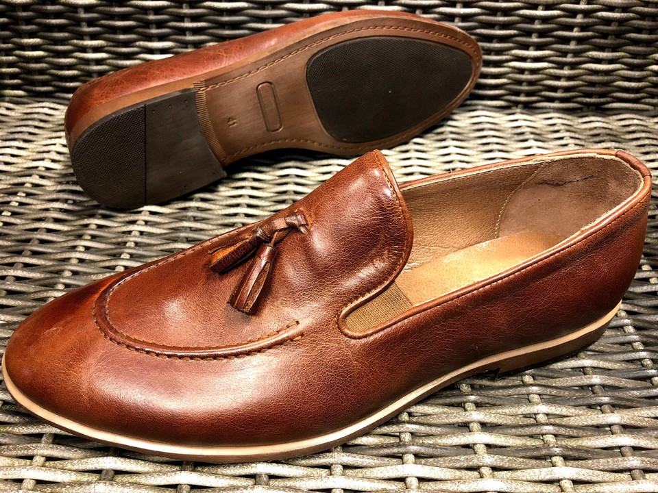 Designer Slipper Nut Brown Moccasin Handmade Leather Men's Shoes 44 ...