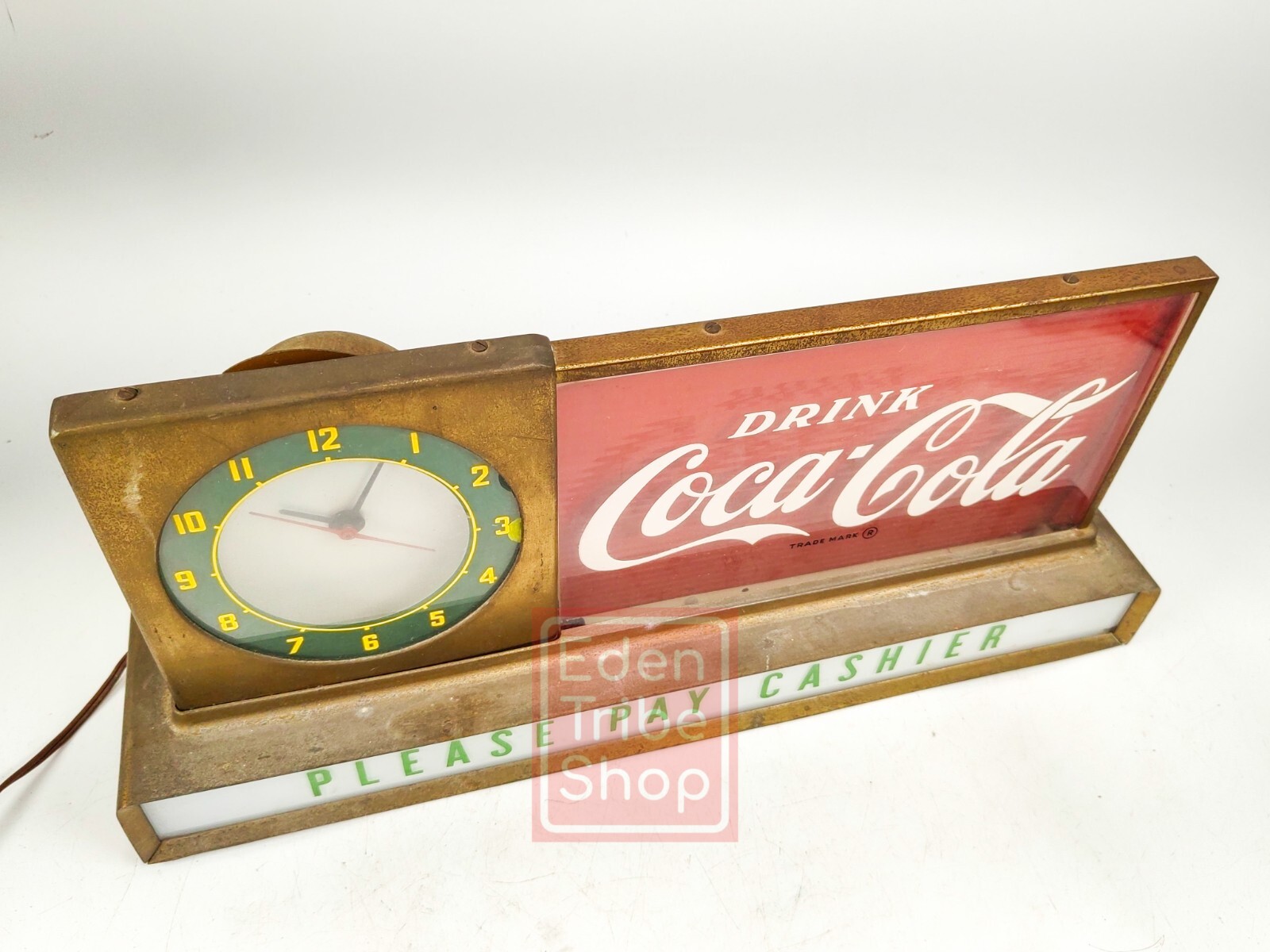 1950s Coca-Cola Please Pay Cashier Light up Advertisement Round Clock ...