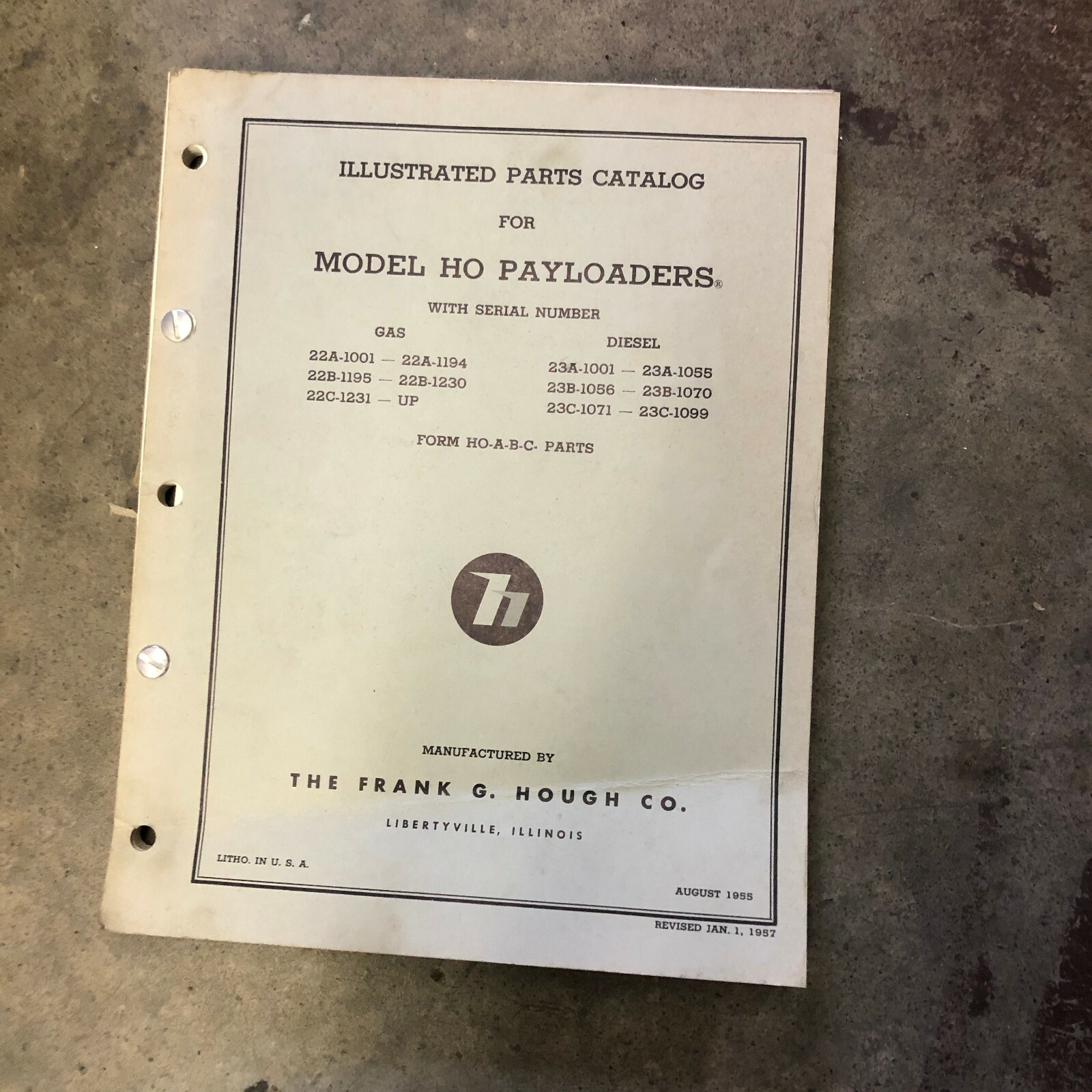 PAYLOADER MODEL HO HOUGH PARTS CATALOG 23A B C | eBay