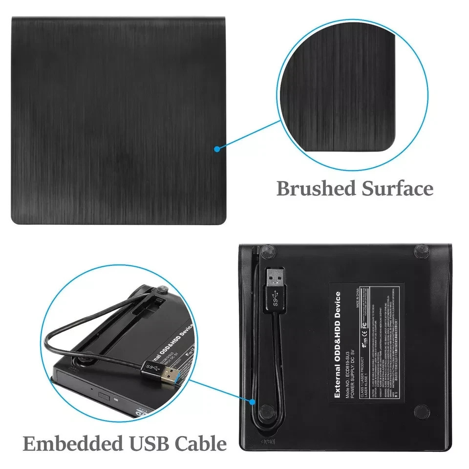 USB External DVD CD Hard Disc Burner Player Reader Optical Drive for PC ...