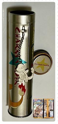 Pokemon Charmander Tin Pencil Case & Charm Rare 1998 Nintendo + Bonus ...