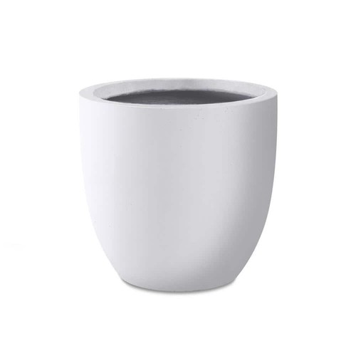 14 Dia. Round Large Pure White Concrete Planters, Outdoor Indoor Modern ...