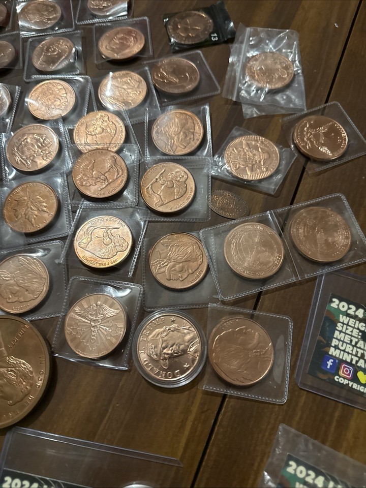 30 Colorized Copper And 90 Plain Coper Rounds Lot. 4 Five Oz 3 2024 ...