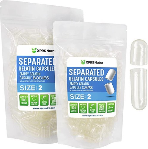 Size 2 Clear Separated Empty Gelatin Pill Capsules Kosher Gel Gelcaps ...