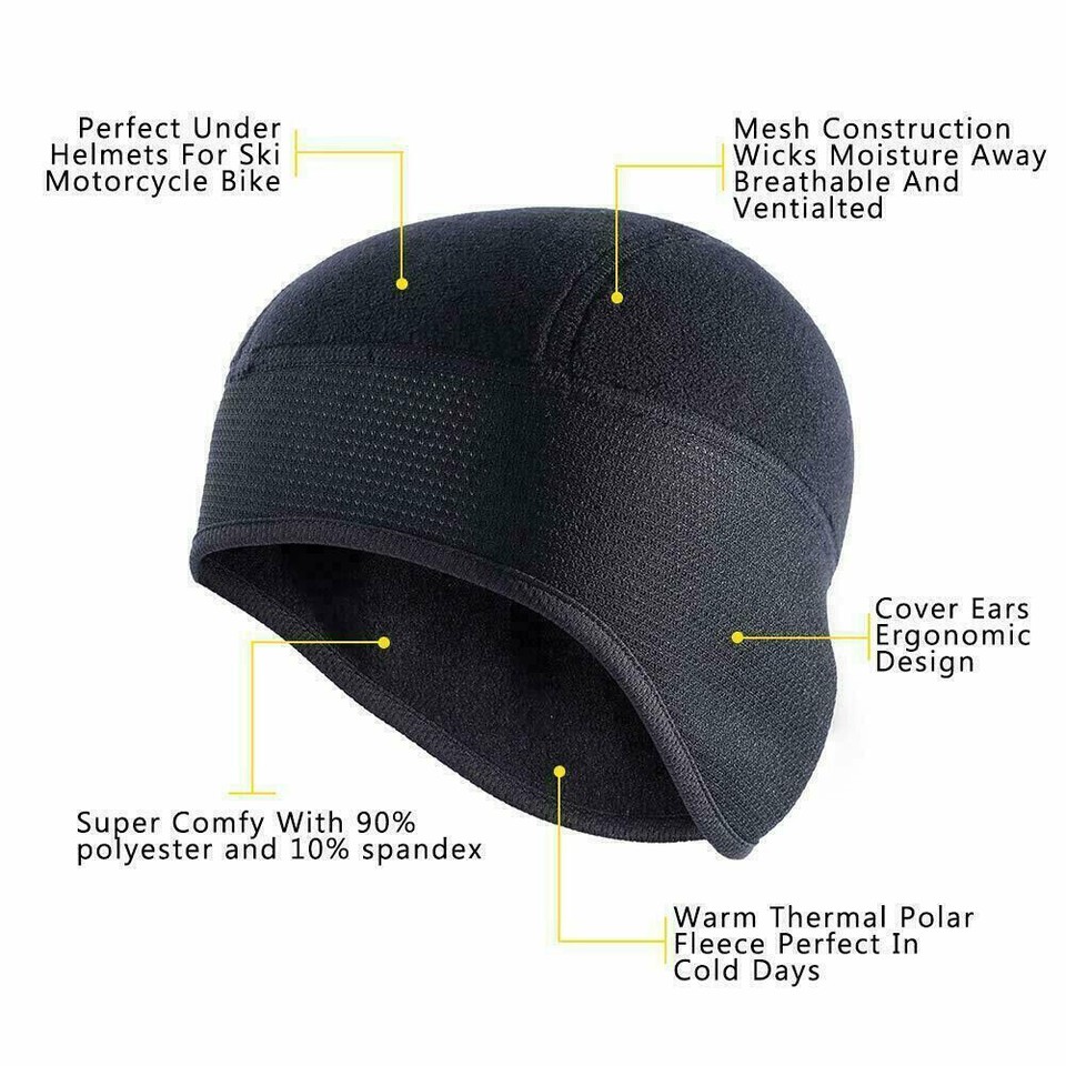 Winter Helmet Liner Skull Cap Fleece Lined Warmer Cycling Cap Thermal ...