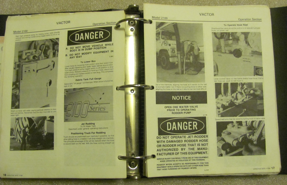 VACTOR 2100-C JET RODDER Operation Maintenance Troubleshooting Manual ...