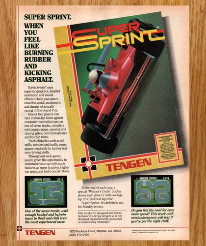 Tengen Super Sprint F1 Racer Nintendo Video Game Print Ads Poster Promo ...