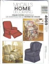 McCall's 4069 Recliner Covers & Chair Slipcovers Sewing Pattern for ...