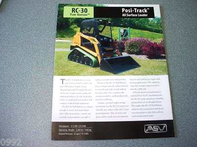 ASV RC-30 Turf Edition Posi-Track Crawler Brochure Track Type Skid ...