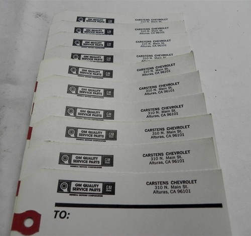 CHEVY GM DEALERSHIP PARTS TAGS LOT OF 10 NEW OLD STOCK EXCELLENT ...
