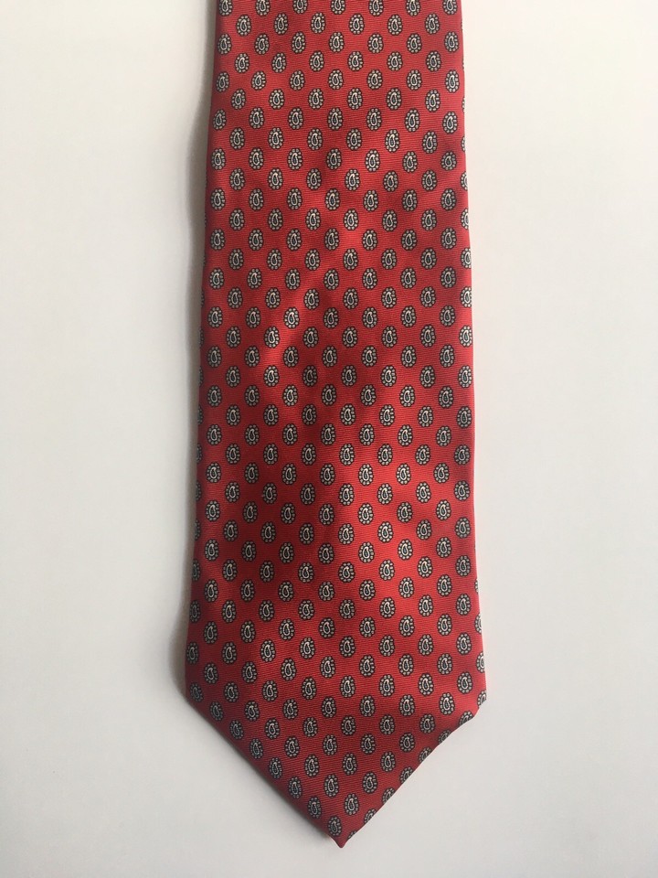angelo bosani tie red silver blue paisley 100% silk italy necktie W 4 ...