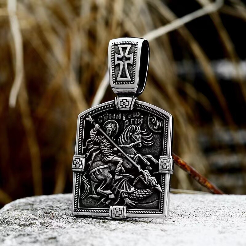 Mens Stainless Steel Ankh Cross/ Lion / Archangel Angel Michael Pendant ...