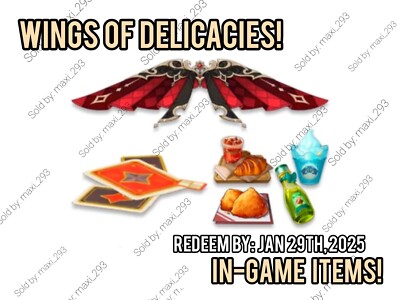 Genshin Impact KFC Glider Code Wings of Delicacies & In-game Items CODE ...